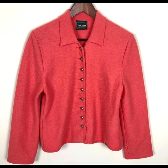 geiger | Sweaters | Geiger Austria Light Pink Button Down Wool Sweater ...